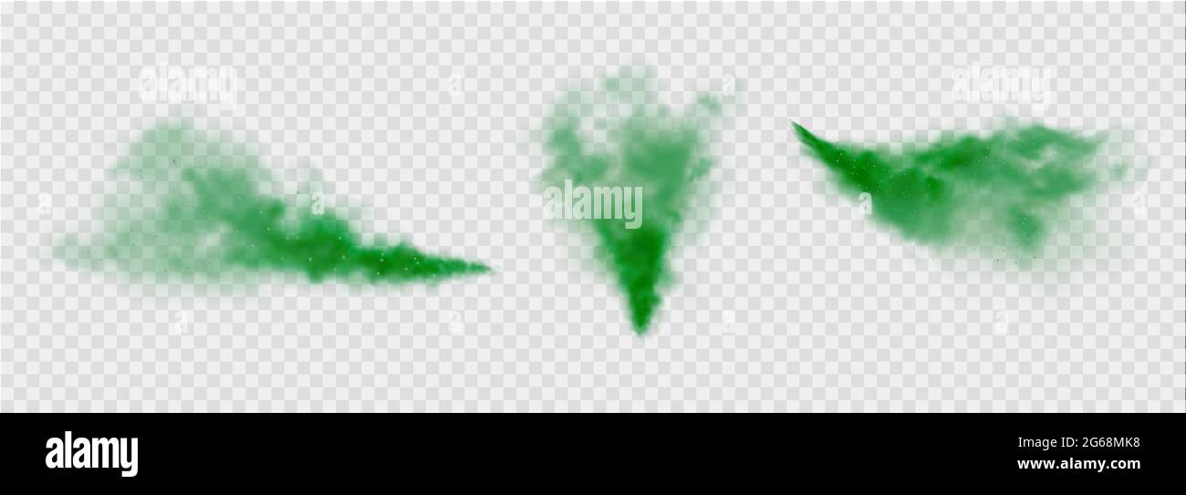 Green fog or smoke. Green dust with particles. Smoke or dust isolated ...