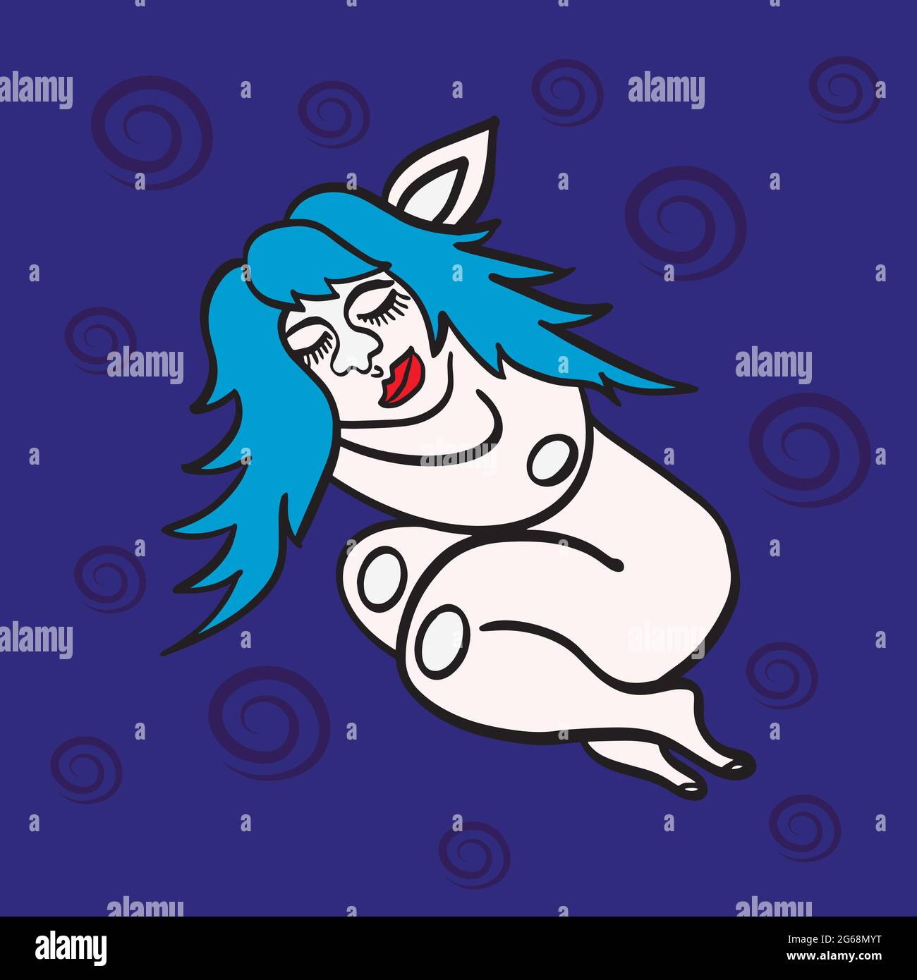 Illustration - on a square background - Troll woman sleeps - graphics ...