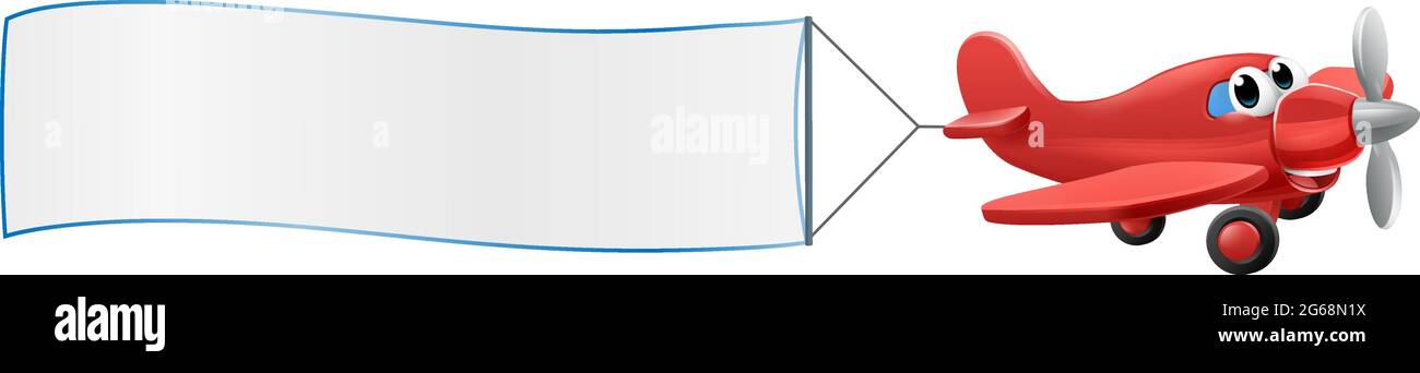 Airplane Pulling Banner Cartoon Character Stock Vector Image & Art - Alamy