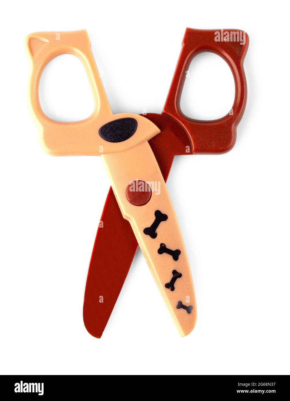 close up children's brown scissors isolated on white background Stock ...
