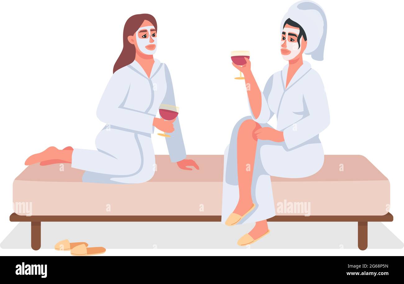 Women at spa semi flat color vector characters Stock Vector Image & Art ...