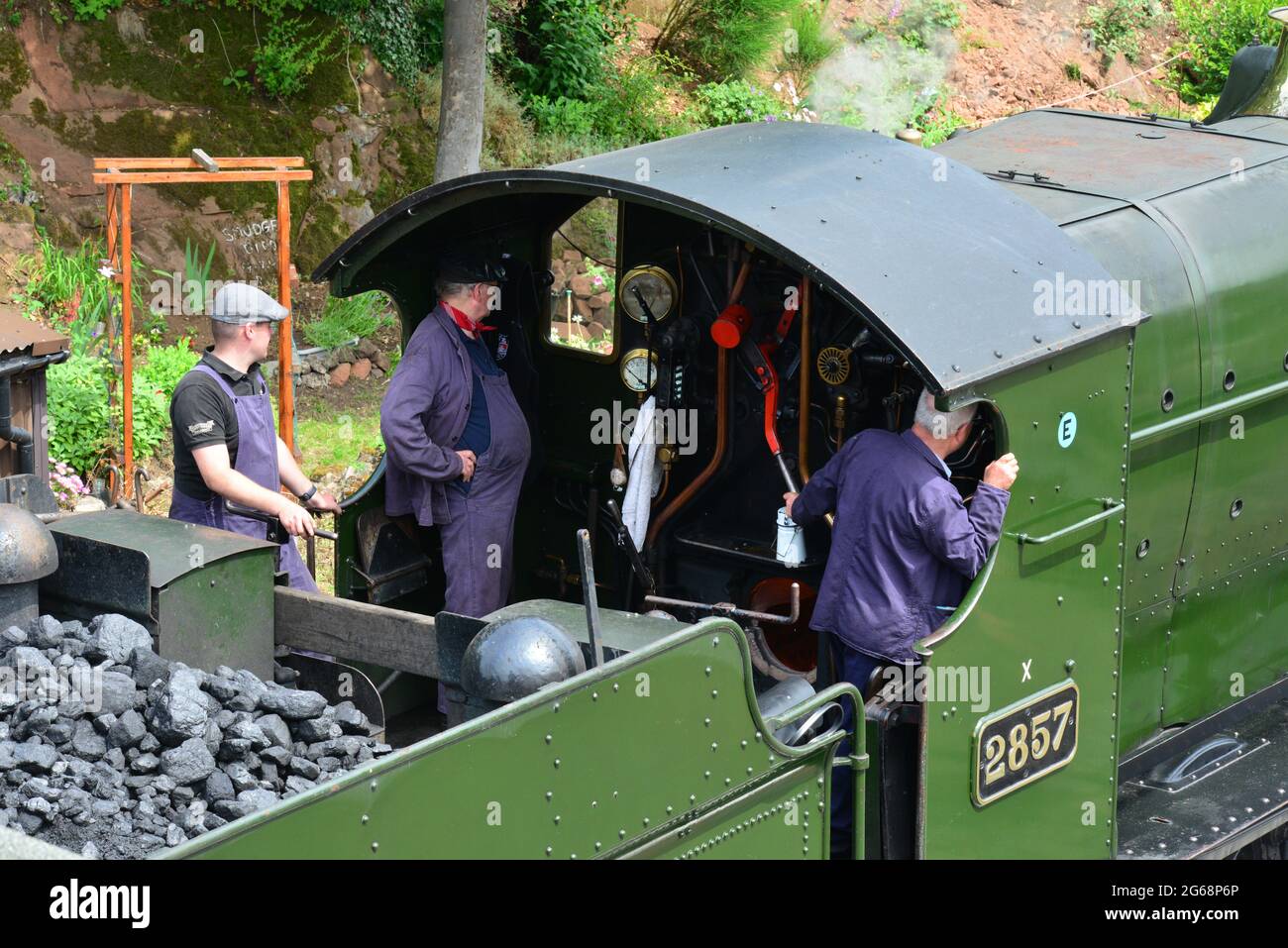 Looking into the footplate of 2857 a GWR freight steam locomotive Stock ...