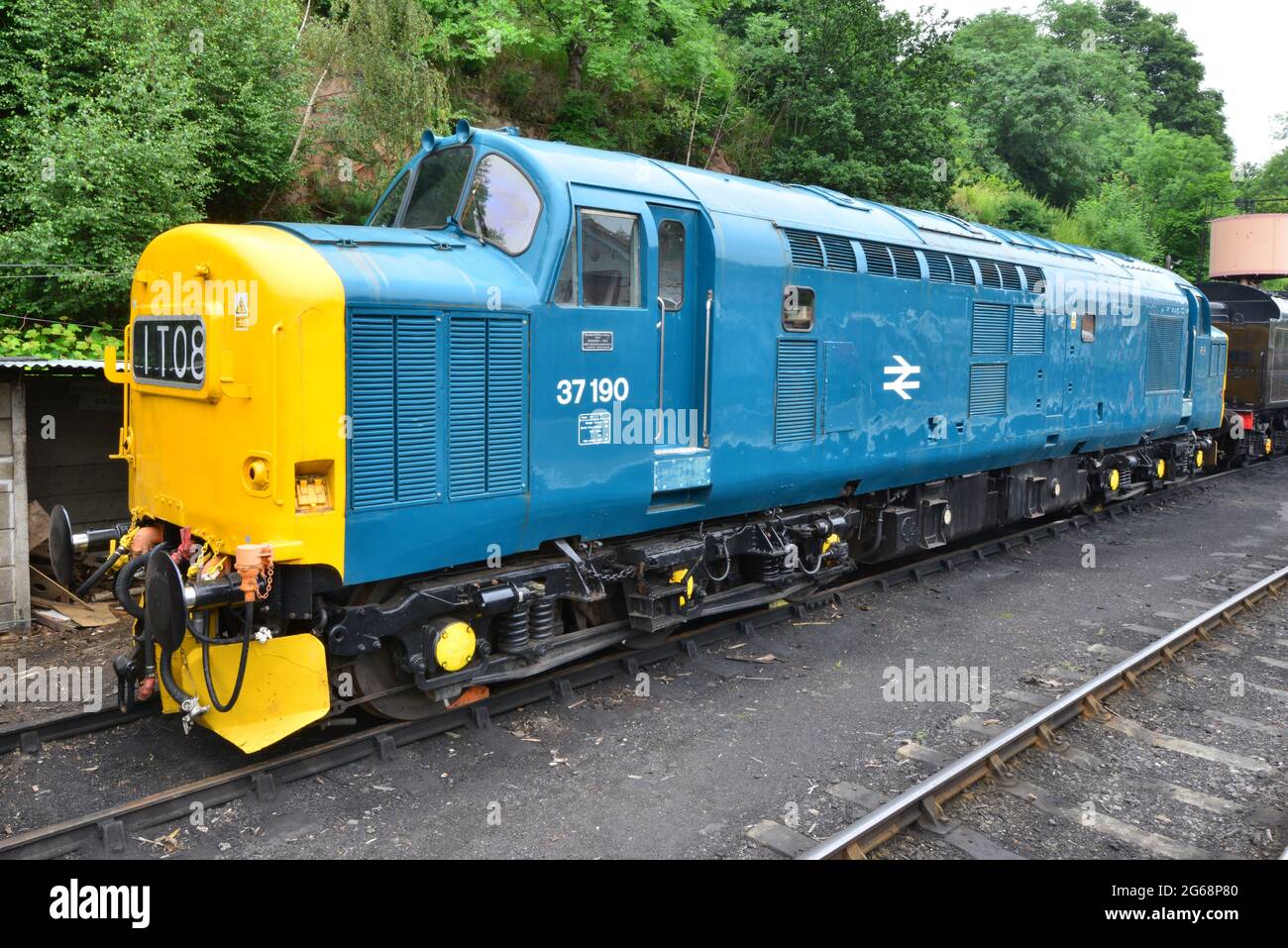 A vintage class 37 Diesel locomotive in a railway siding Stock Photo ...
