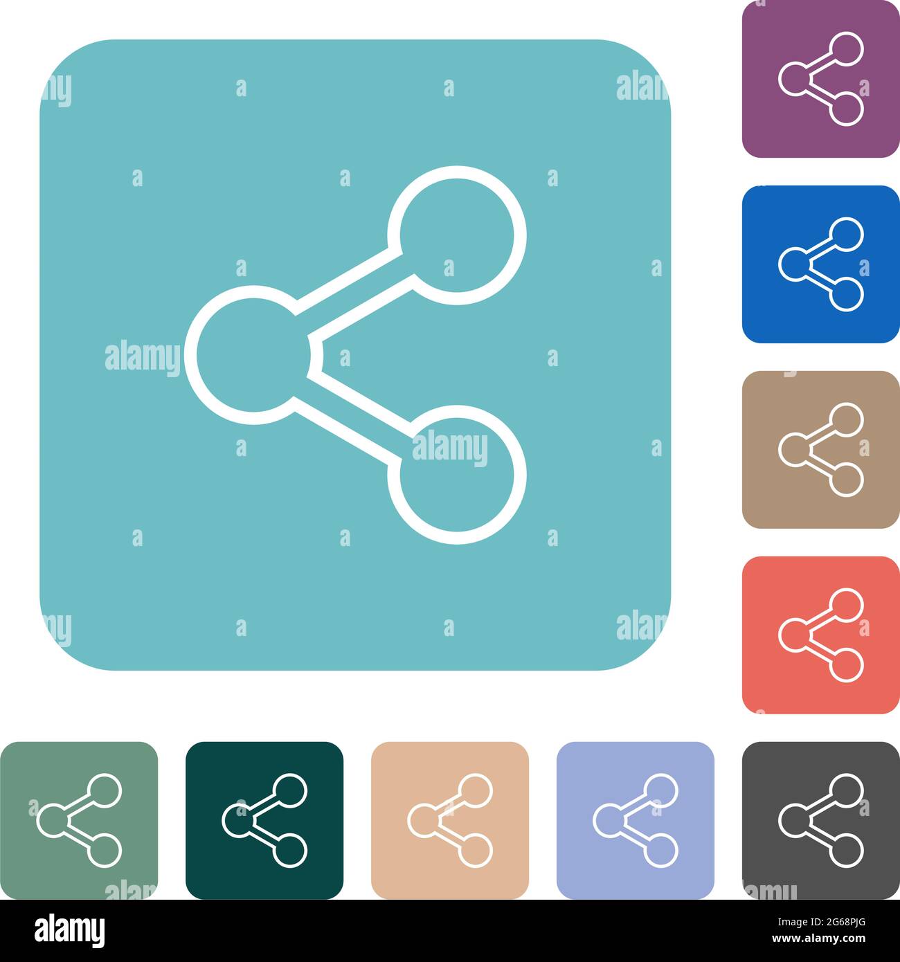 Share outline white flat icons on color rounded square backgrounds ...
