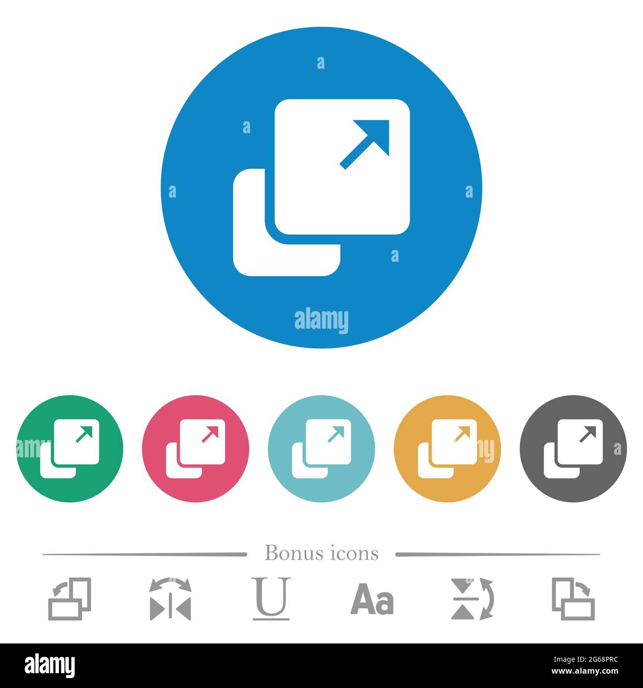 Extend element flat white icons on round color backgrounds. 6 bonus ...