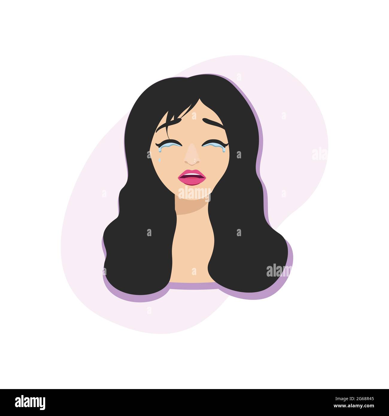 Depression concept, woman cry, upset and disappointment. Illustration ...