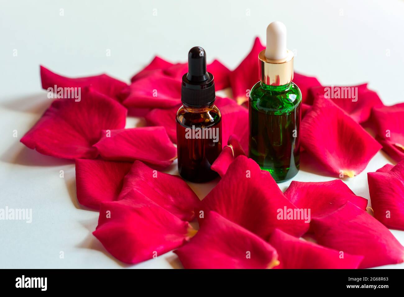 Serum with floral extracts for skincare. Face and body care spa concept ...