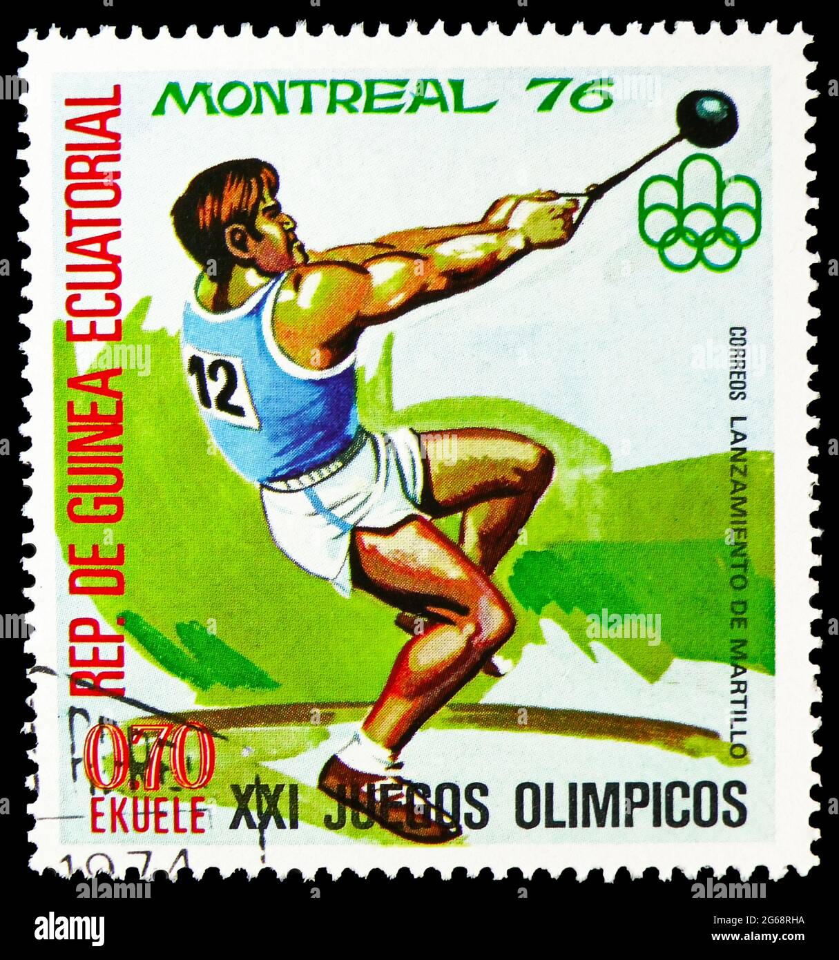 MOSCOW, RUSSIA - DECEMBER 16, 2020: Postage stamp printed in Equatorial ...