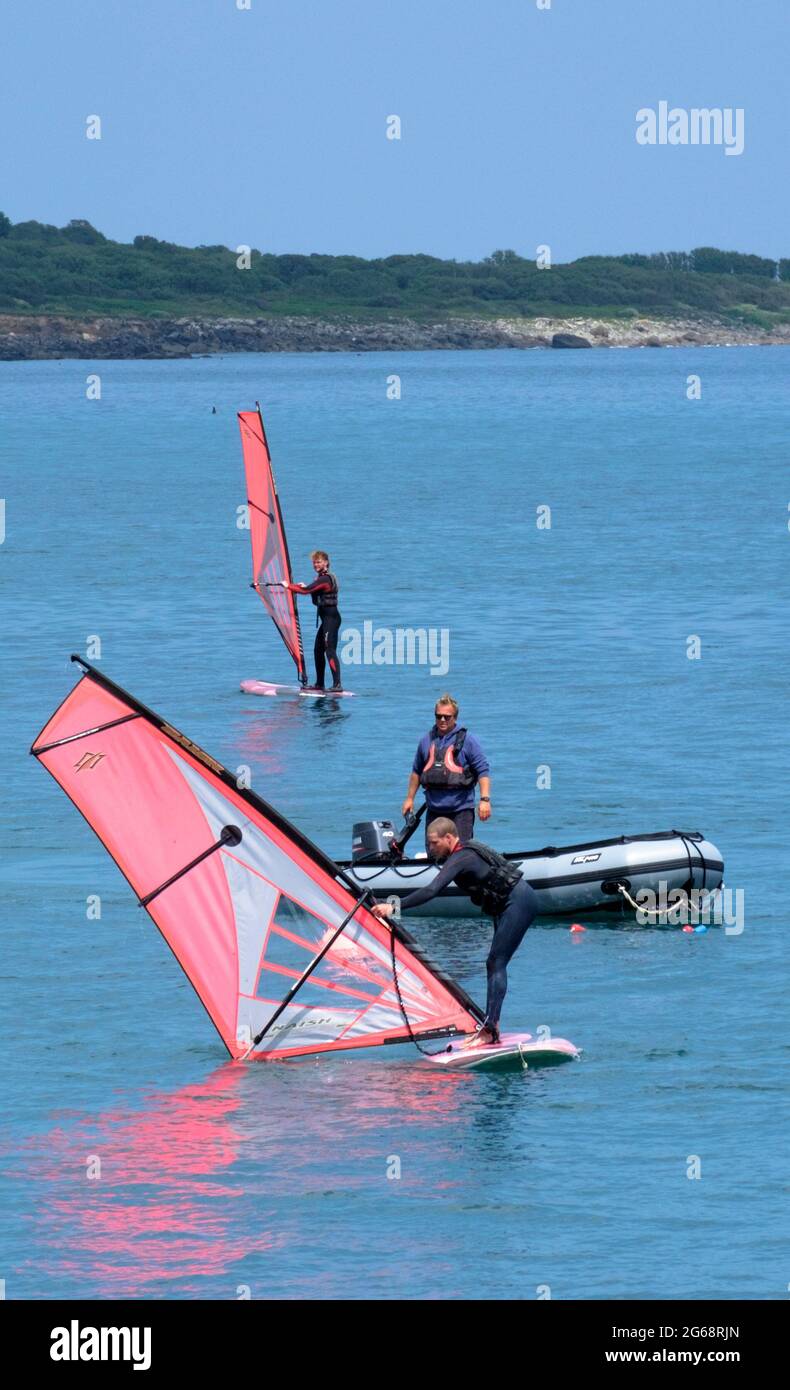 Wind surfing Lesson's at coverack cove on the Lizard Peninsula Cornwall ...