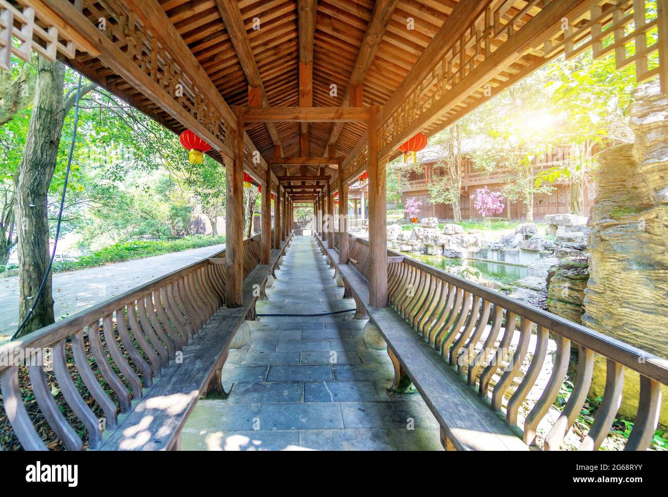 Chinese style traditional wooden building Stock Photo - Alamy
