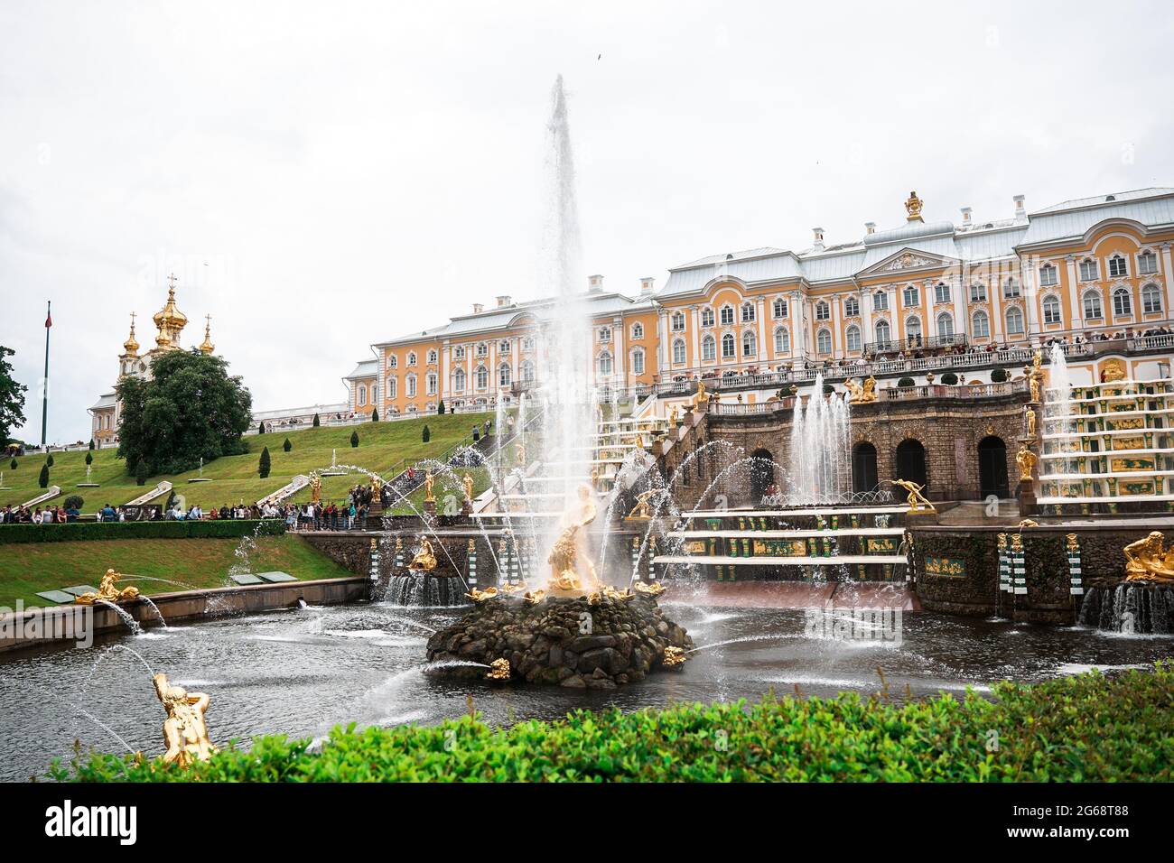 Grand Cascade Fountains At Peterhof Palace Garden St Petersburg Stock grand-cascade-fountains-at-peterhof-palace-garden-st-petersburg-stock
