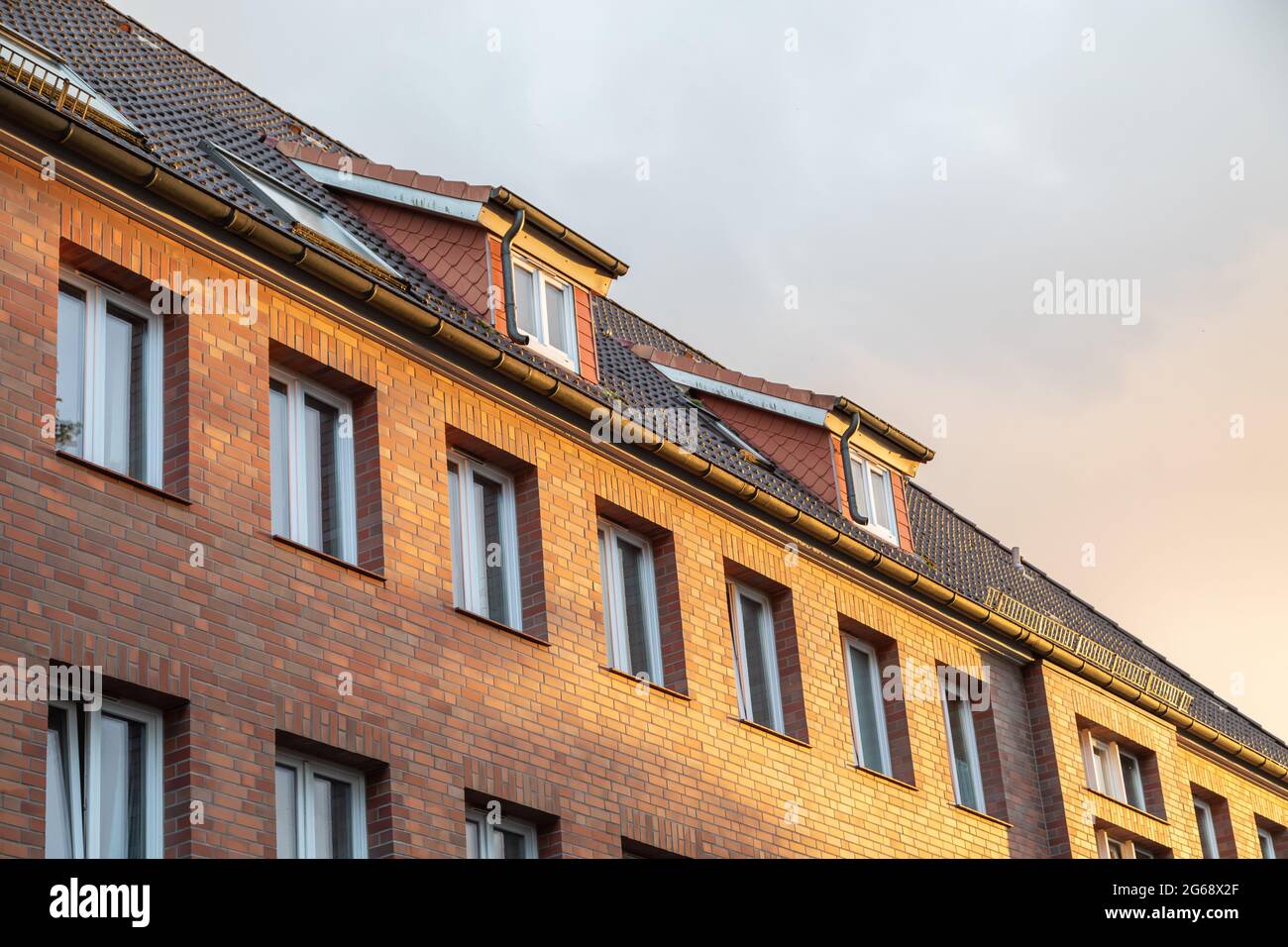 Top floor of an energetically refurbished apartment building Stock ...