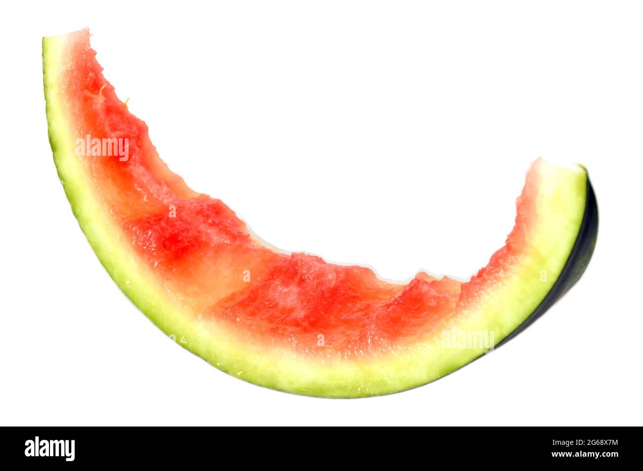 Under green crust is very juicy tropical fruit, red watermelon, sliced ...