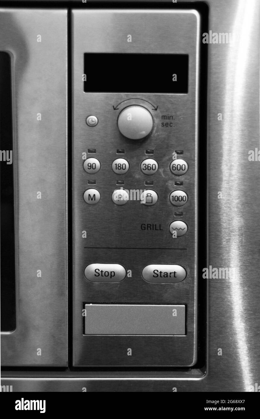 Modern cooker stainless steel inox microwave control panel detail Stock ...