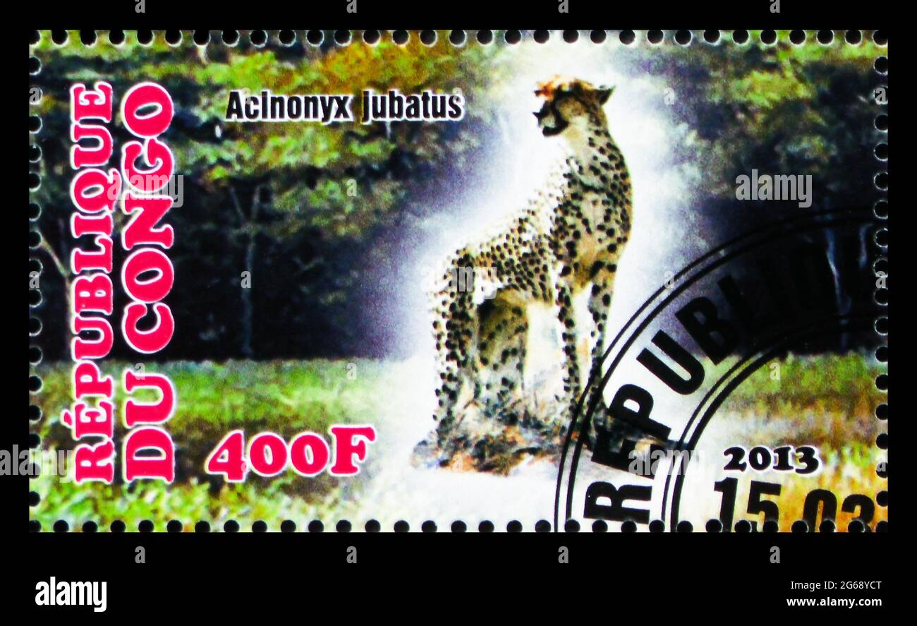 MOSCOW, RUSSIA - MARCH 28, 2020: Postage stamp printed in Congo shows ...