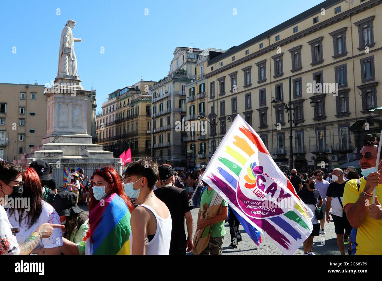 A LGBTQ flag at Pride in Naples, Italy, on July, 3, 2021. In the ...