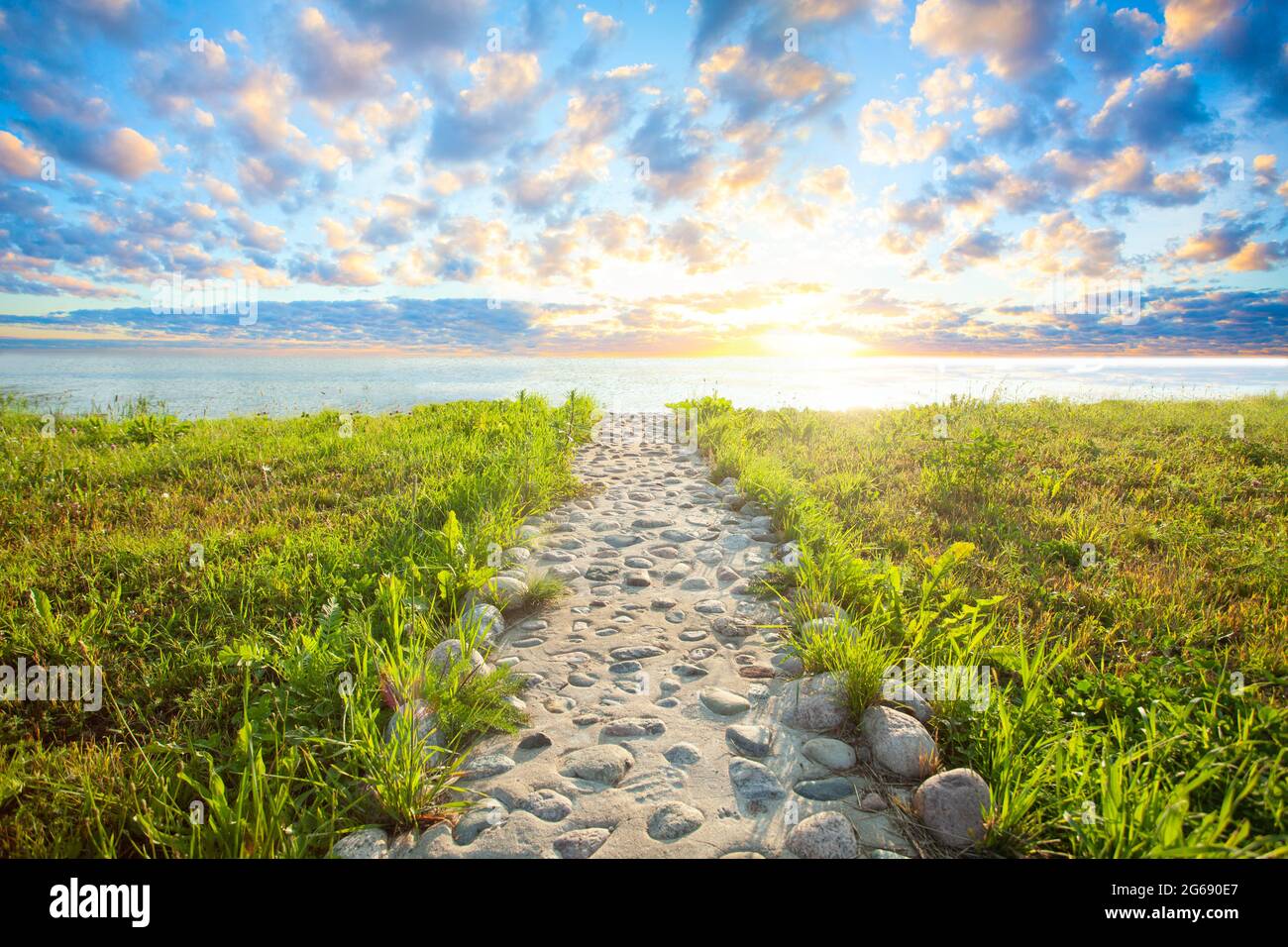 Sky clouds, sunlight and path, beauty nature background Stock Photo - Alamy