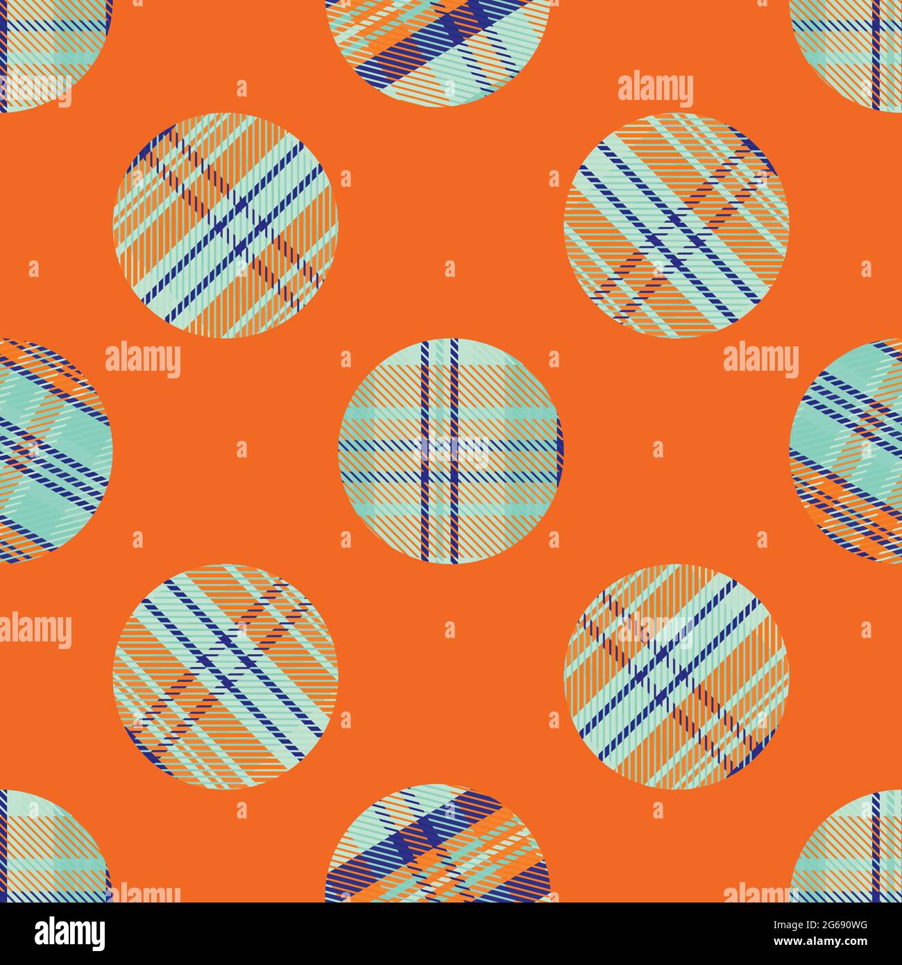 Woven tartan circles seamless vector pattern background. Neon tropical ...