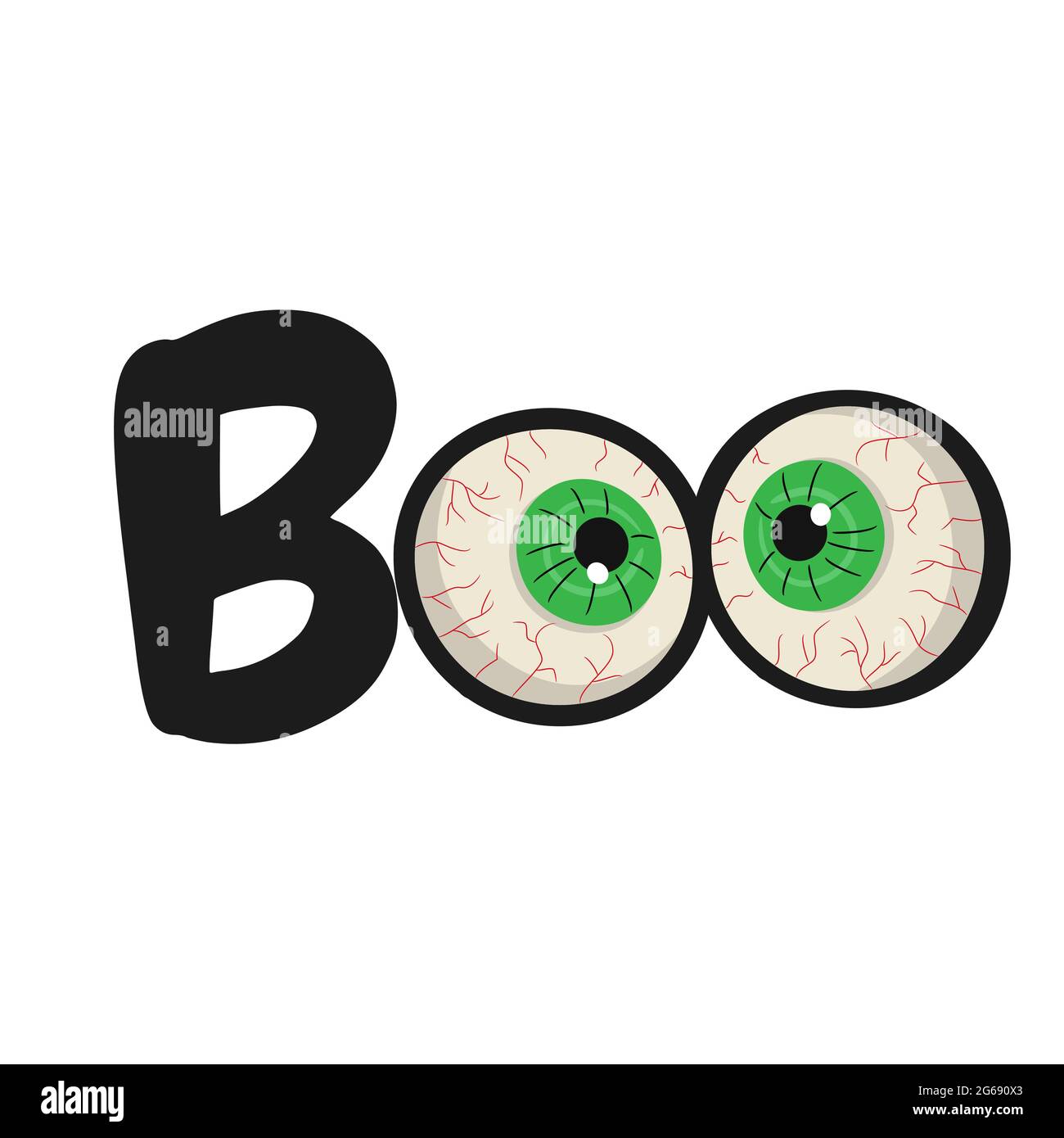 Halloween text Boo with eyes inside. Vector illustration Stock Vector ...