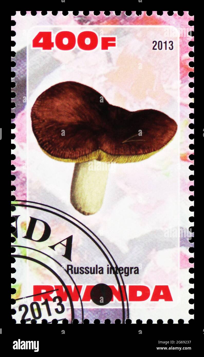 MOSCOW, RUSSIA - MARCH 28, 2020: Postage stamp printed in Rwanda shows ...