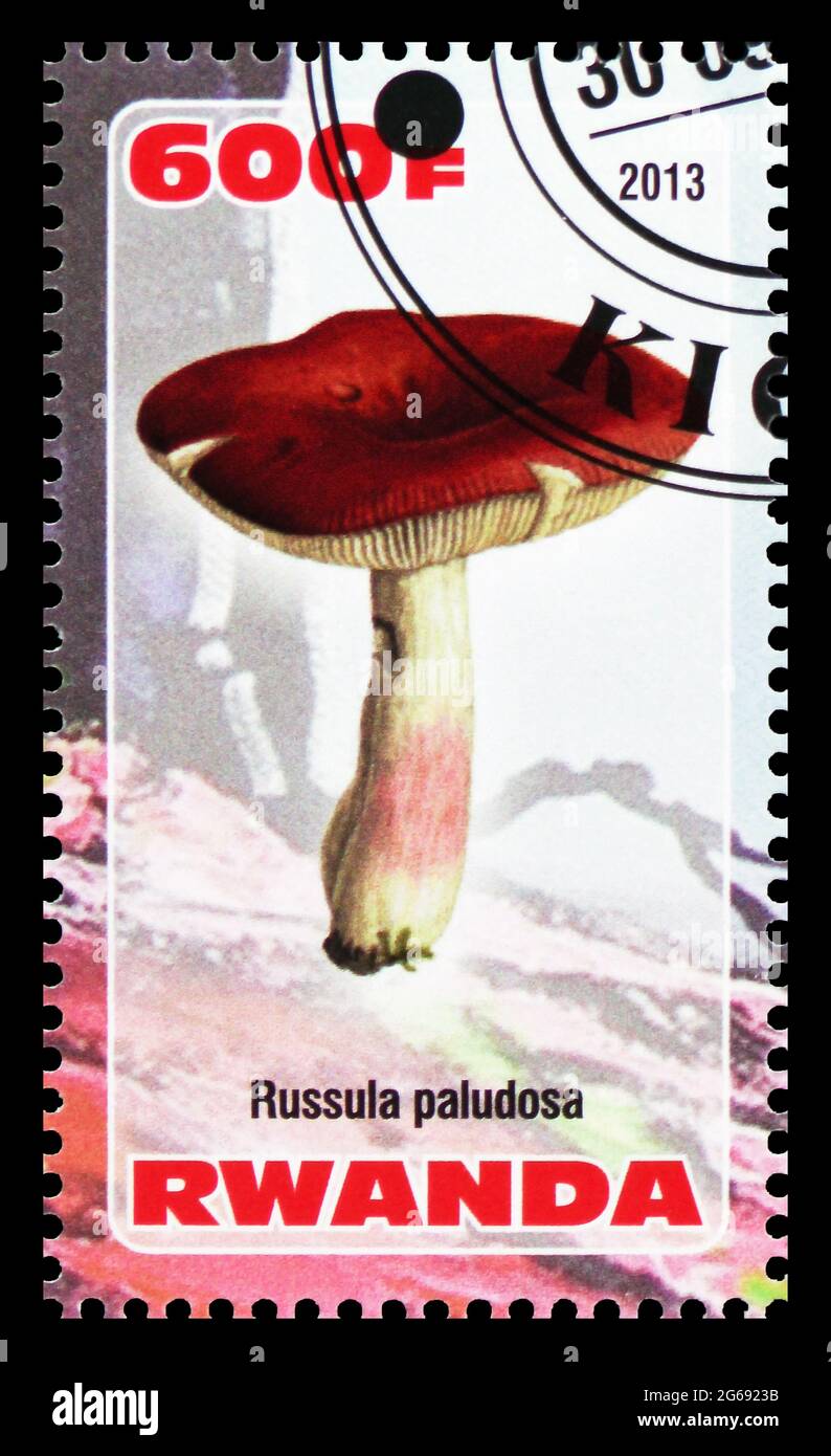 MOSCOW, RUSSIA - MARCH 28, 2020: Postage stamp printed in Rwanda shows ...