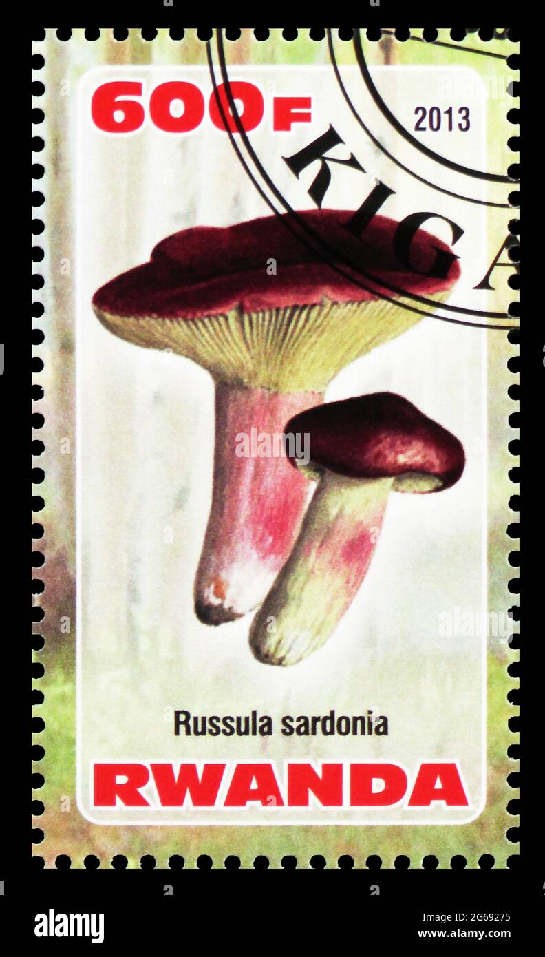 MOSCOW, RUSSIA - MARCH 28, 2020: Postage stamp printed in Rwanda shows ...