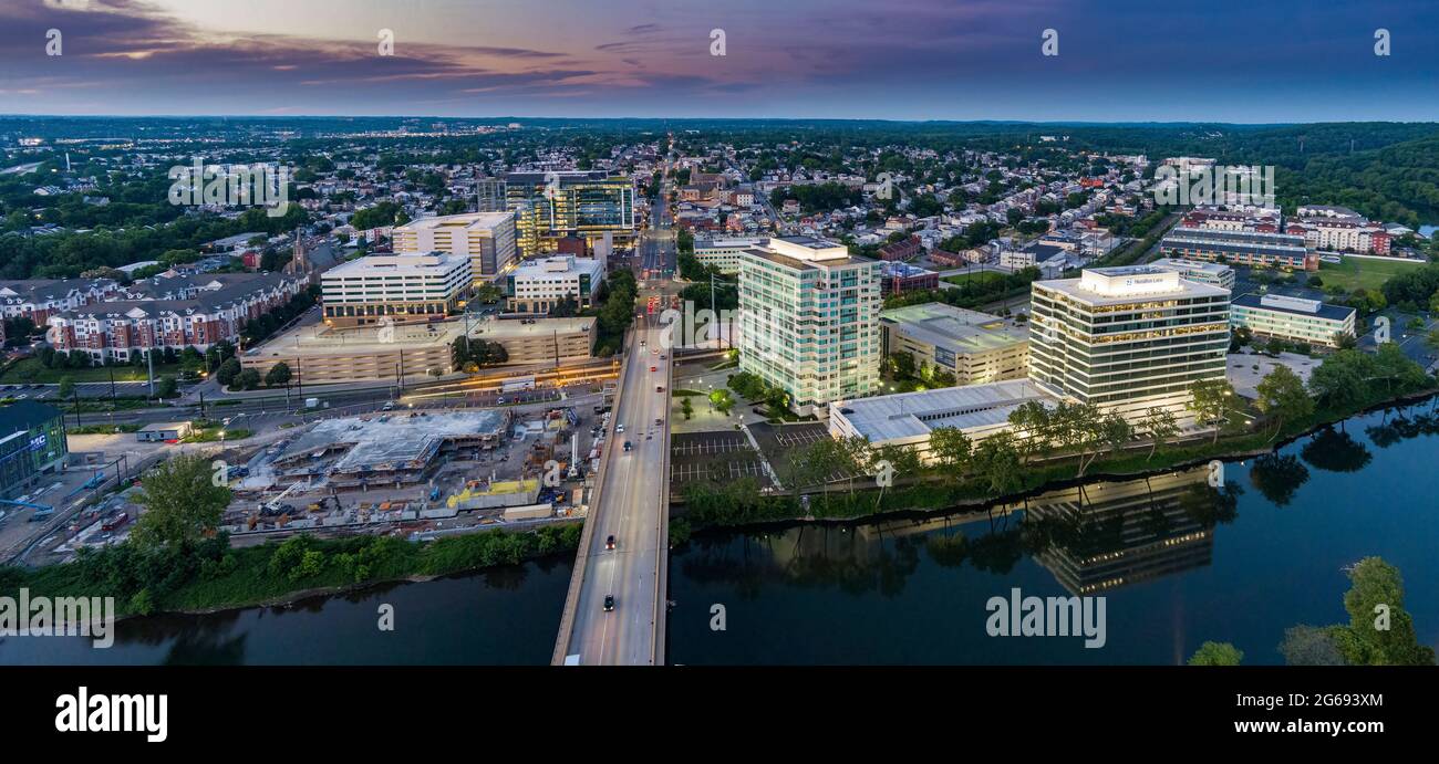 Aerial View of Conshohocken Pennsylvania USA at twilight Stock Photo ...