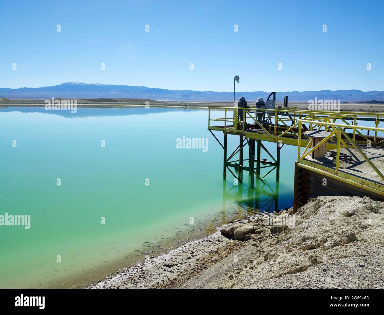 Lithium Evaporation Pond With Pump, Silver Peak, Nevada USA Stock Photo ...