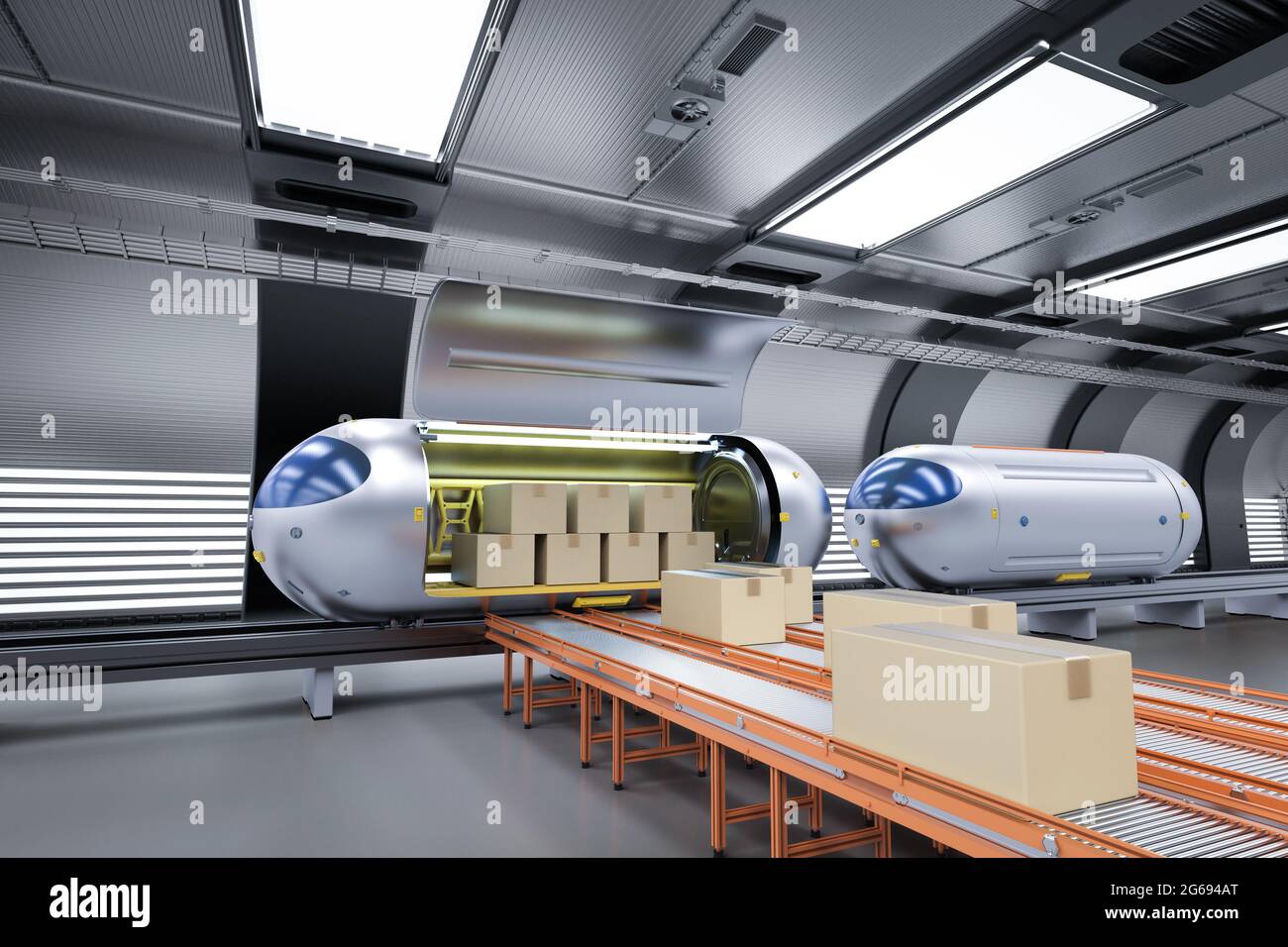 Transportation technology with 3d rendering high speed automation train ...