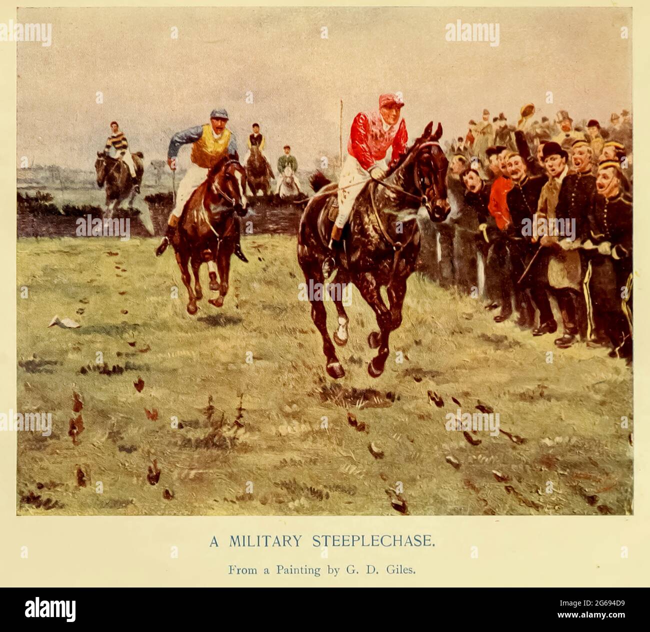 A Military Steeplechase. From a Painting by G. D. Gile From the book ...