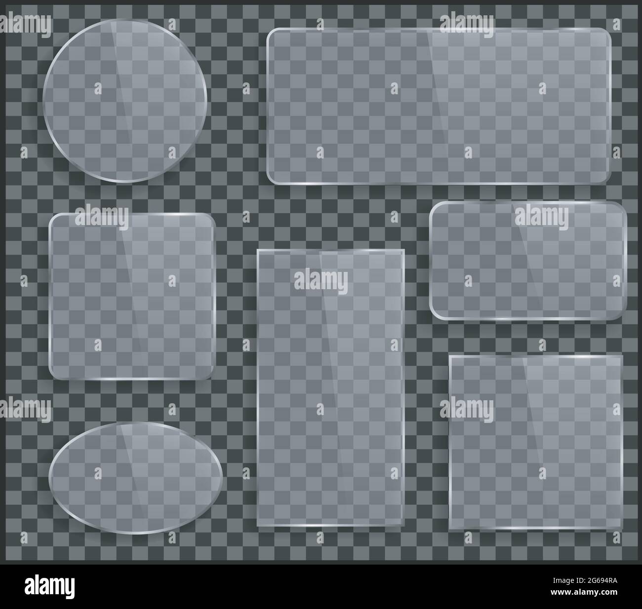 Glass plates set. Glass banner on transparent background Stock Vector ...
