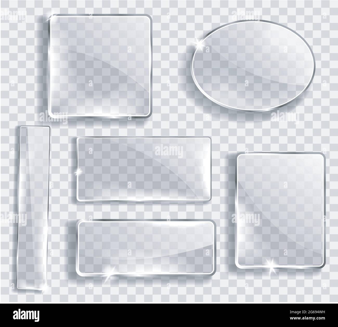 Glass plates set. Glass banner on transparent background Stock Vector ...