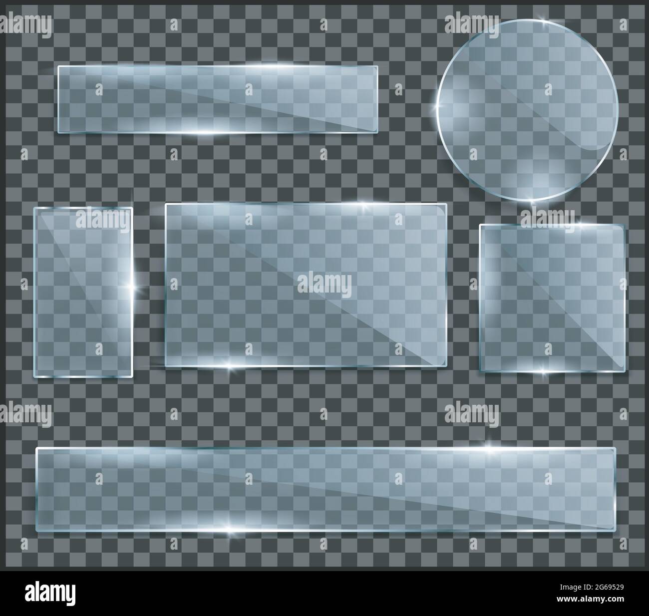 Glass plates set. Glass banner on transparent background Stock Vector ...