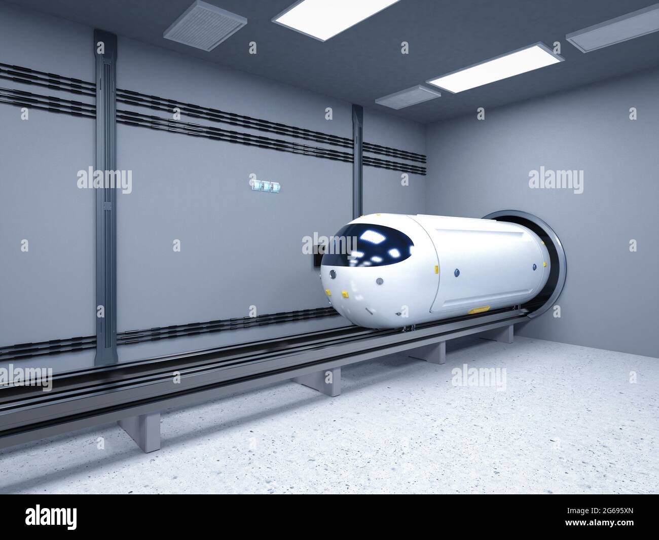 Transportation technology with 3d rendering high speed automation train ...