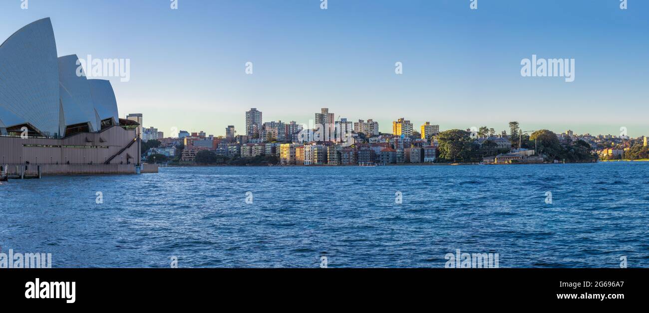 Sydney Harbour Australia on a sunny clear blue sky day with the ...