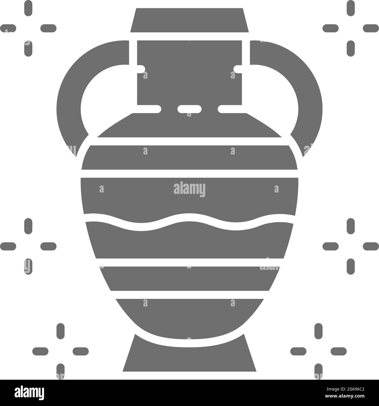 Amphoras, ancient greek pottery, primitive clay jug gray icon Stock ...