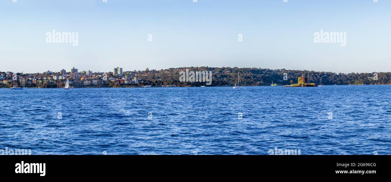 Sydney Harbour Australia on a sunny clear blue sky day with the ...