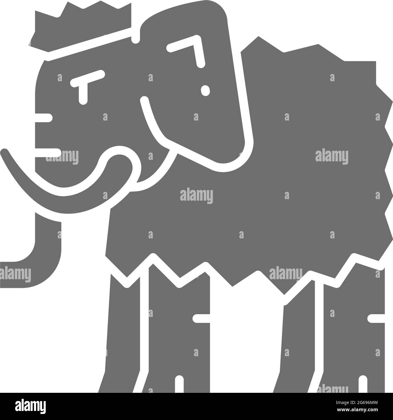 Mammoth, prehistoric animal gray icon. Isolated on white background ...