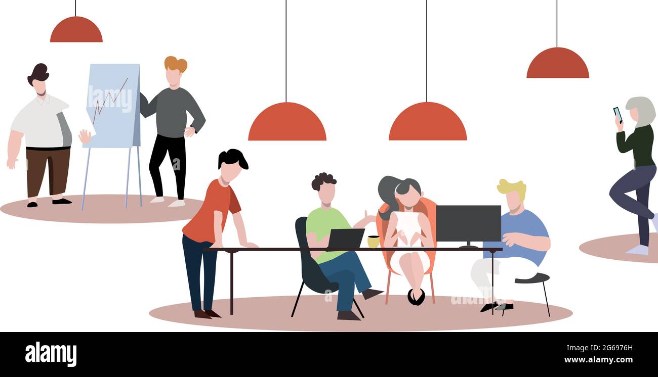 Business team meeting, discussion of working moments - Vector ...