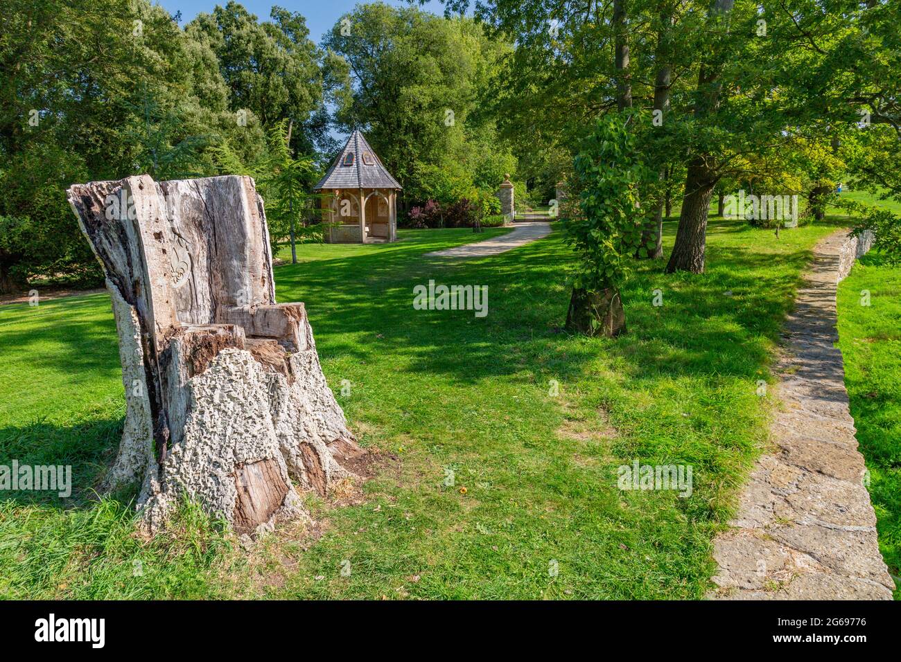 The stump of a former cork oak tree has been carved into a seat in the ...