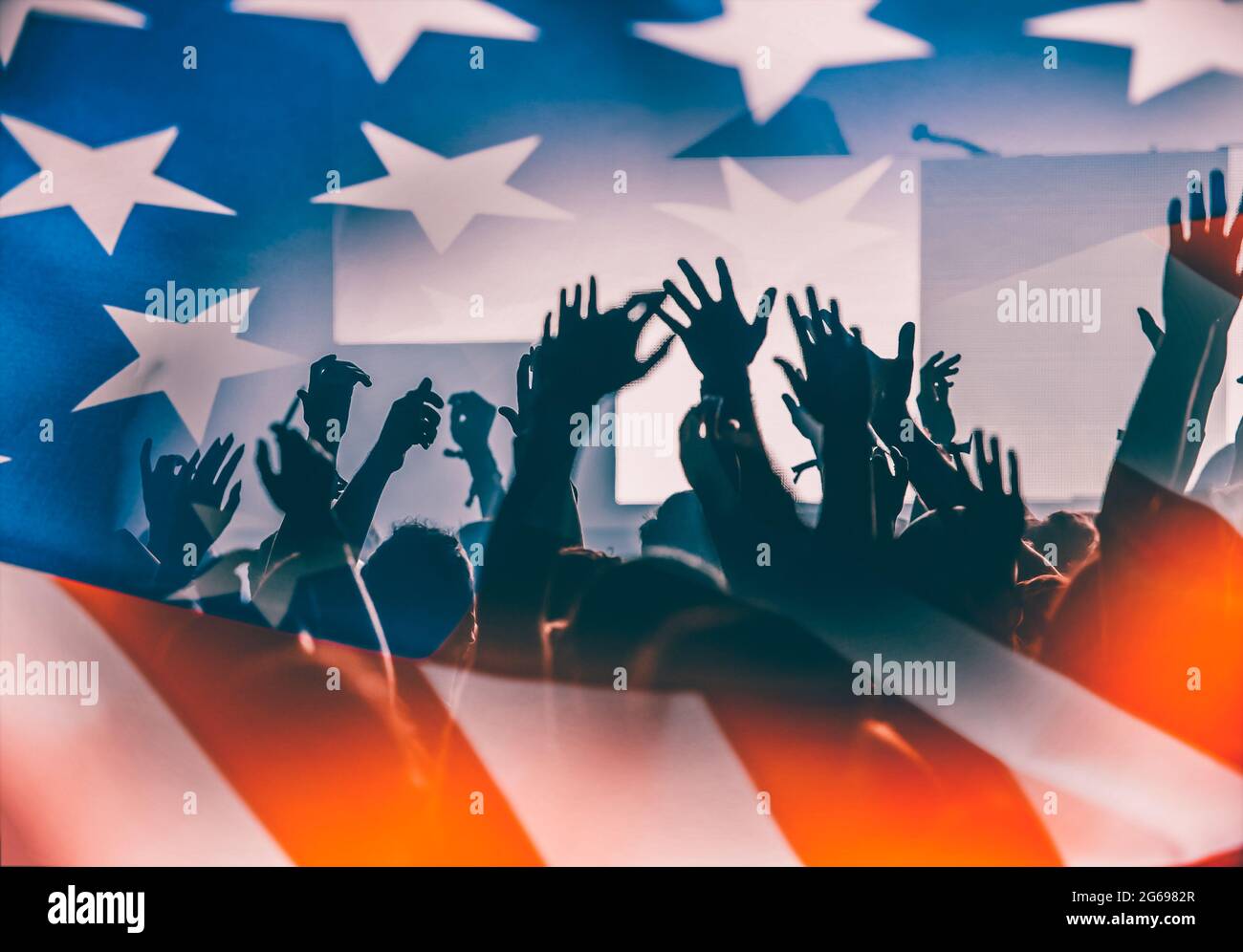 Crowd of people celebrating Independence Day. United States of America ...