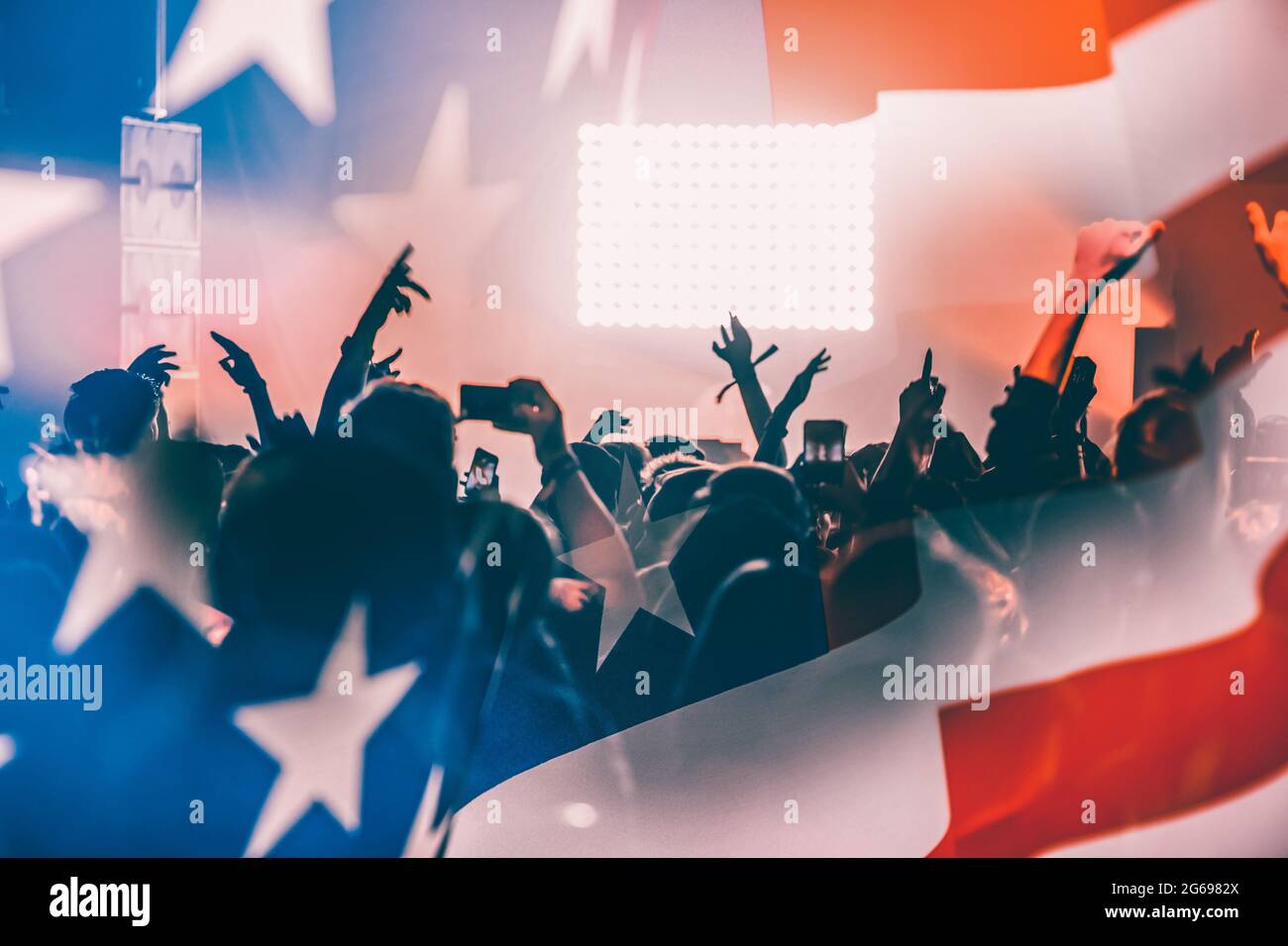 Crowd of people celebrating Independence Day. United States of America ...