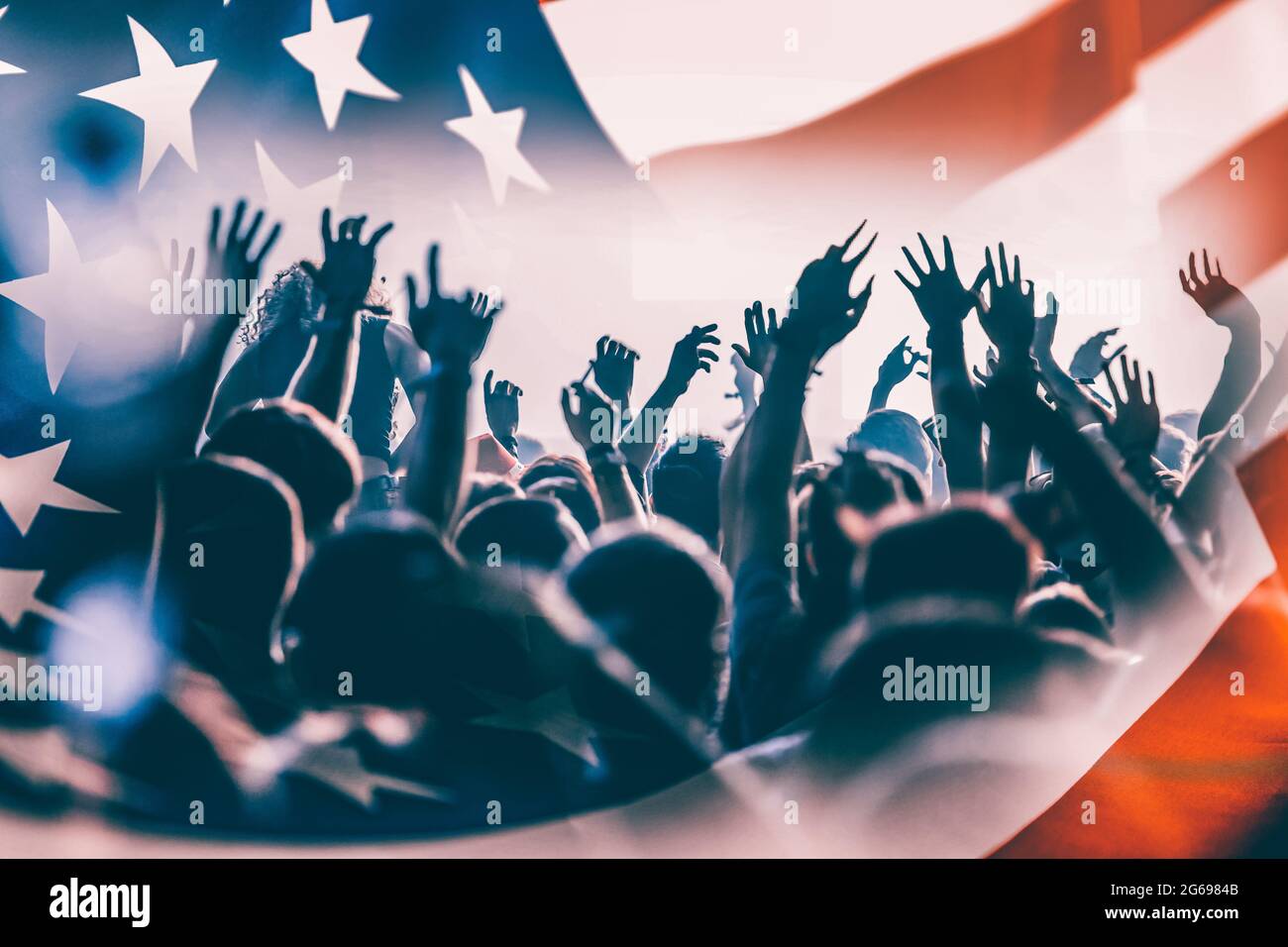 Crowd of people celebrating Independence Day. United States of America ...