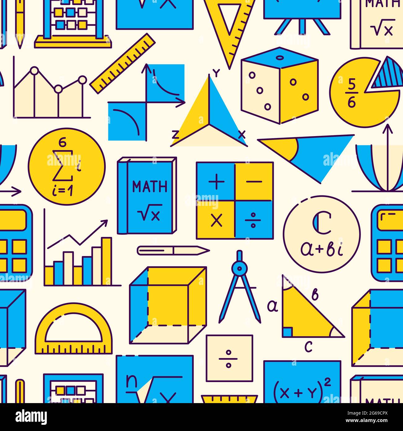 Mathematics seamless pattern in line style. Vector illustration Stock ...