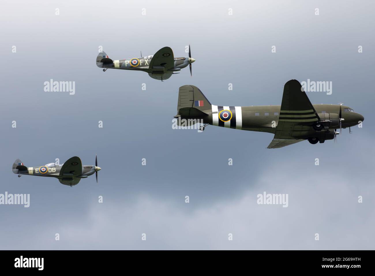 C-47 Dakota & Spitfires Stock Photo - Alamy