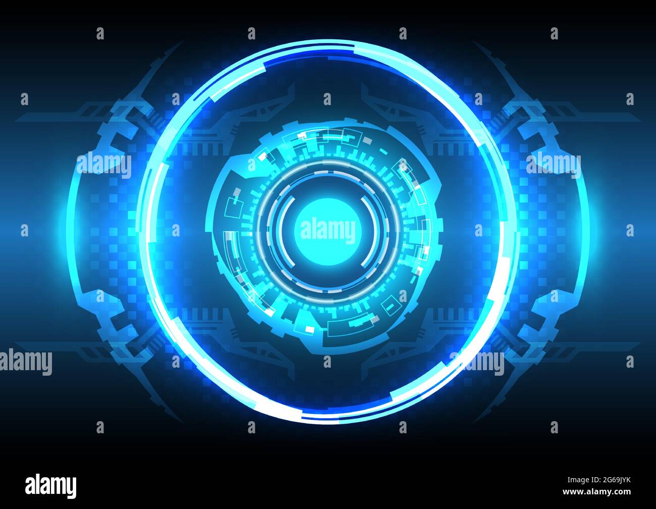 Futuristic hologram Sci-Fi glowing HUD circle. Abstract hi-tech ...