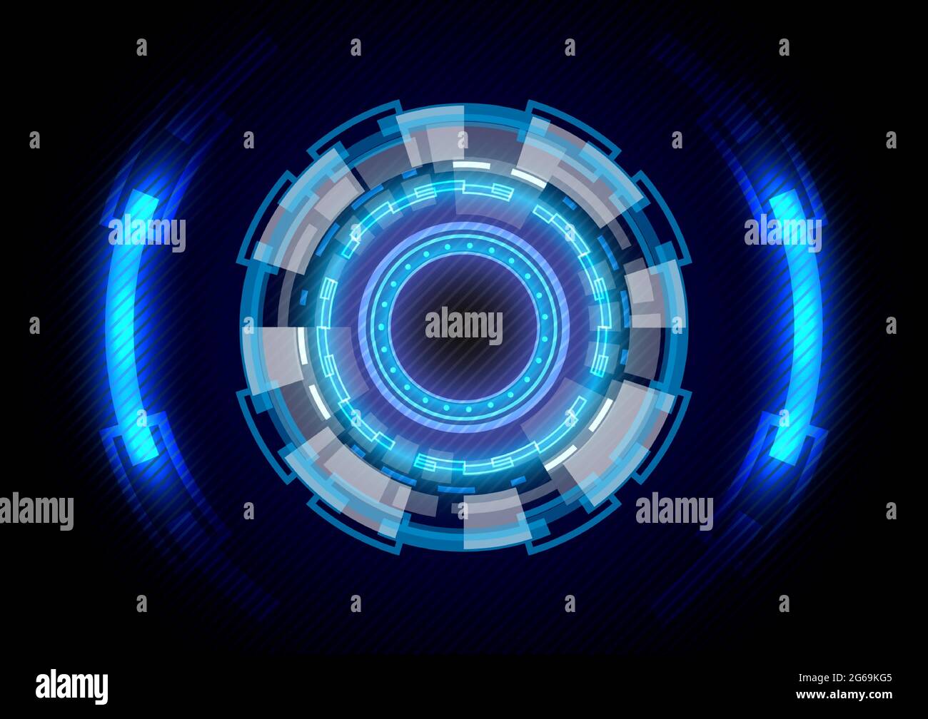 Futuristic hologram Sci-Fi glowing HUD circle. Abstract hi-tech background. Head-up display ...