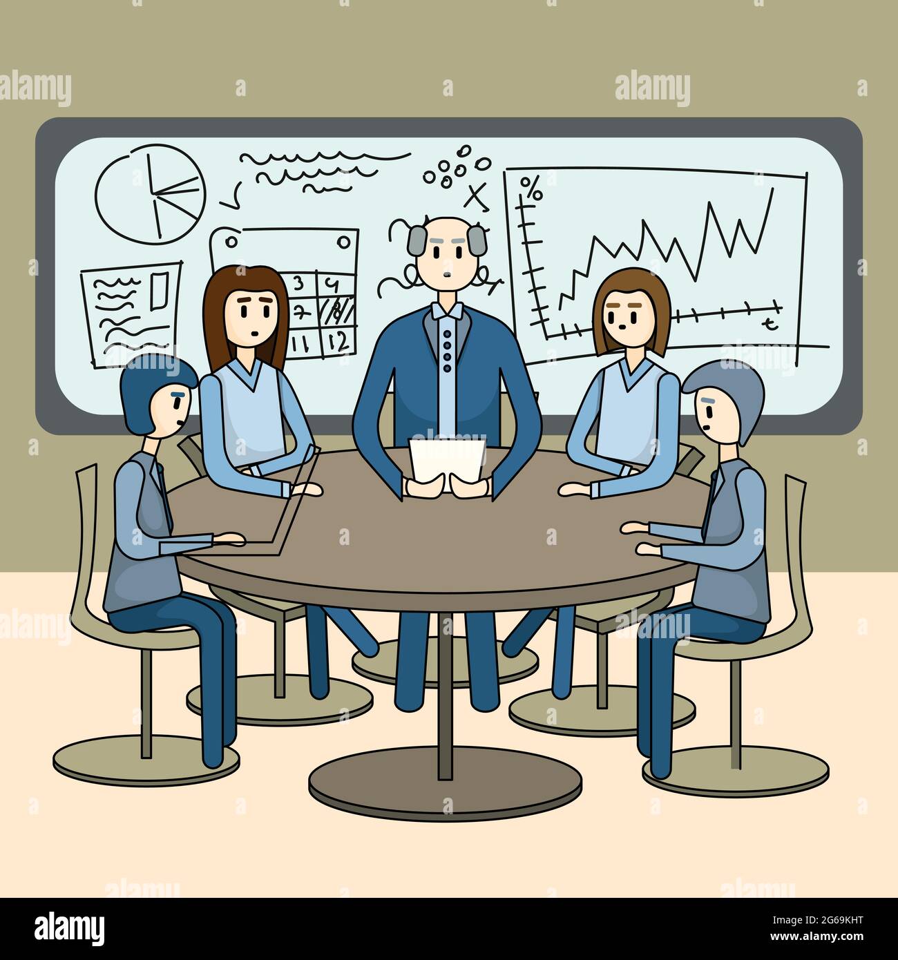 Business team meeting, discussion of working moments - Vector ...