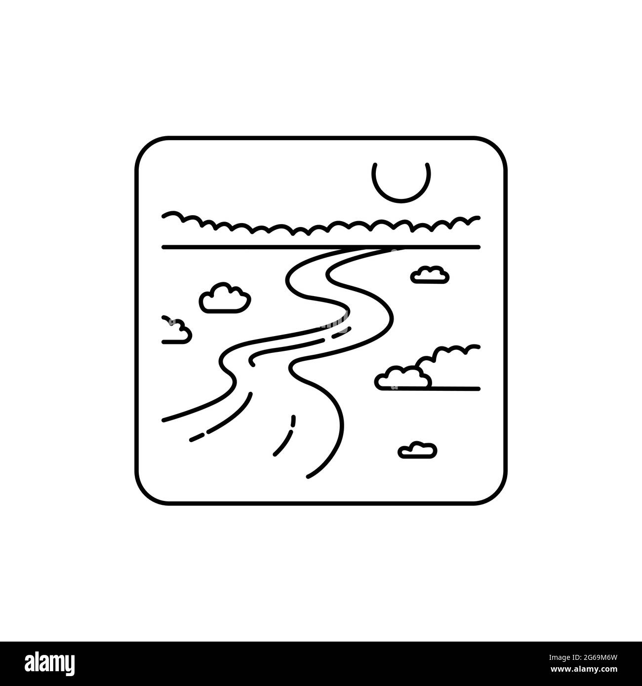 Landscape forest river outline Black and White Stock Photos & Images ...