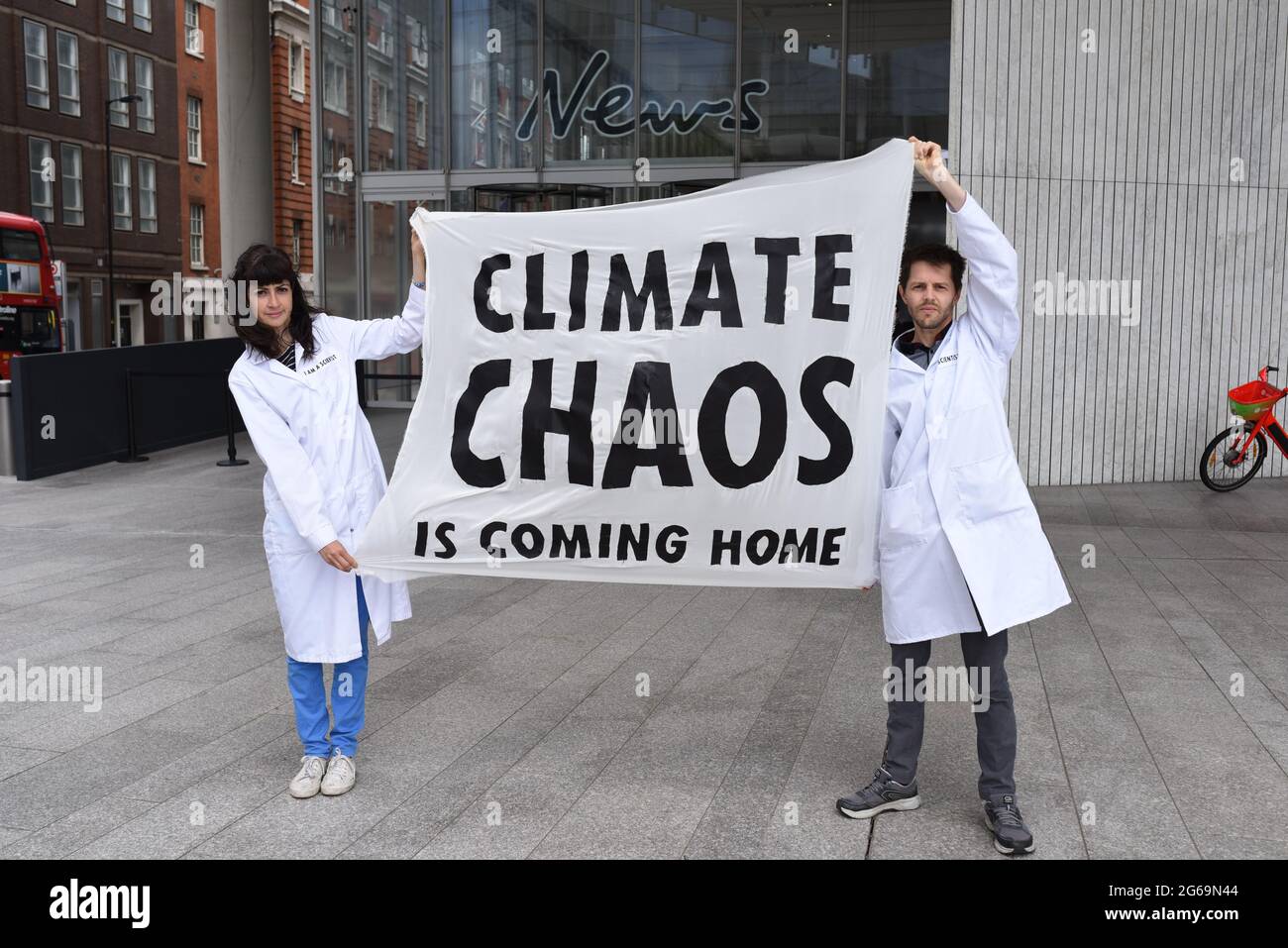 London, UK. 4 July 2021. "Free the Press" action by Extinction ...